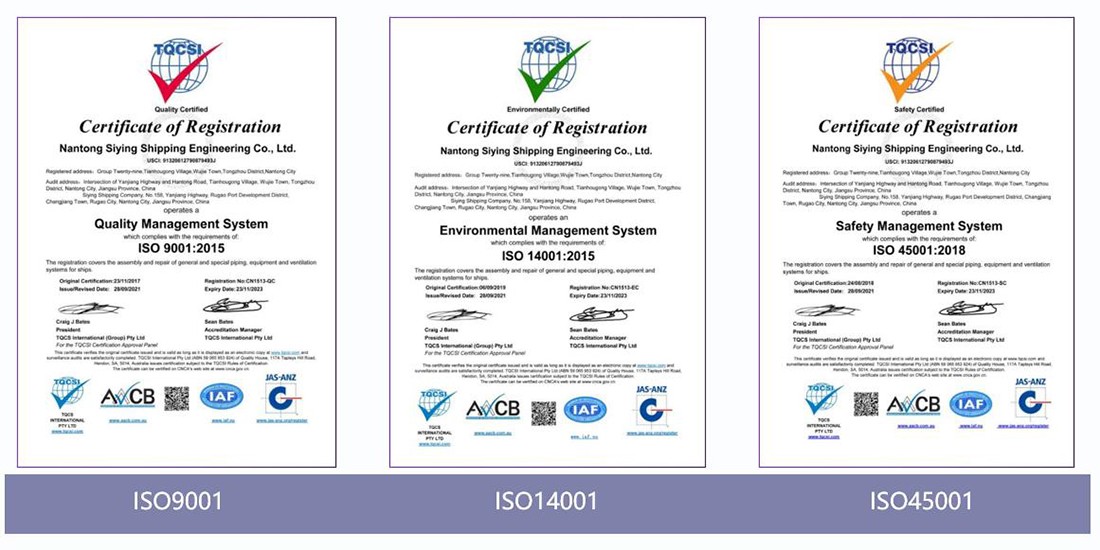 Qualification Certificates Siying Marine Engineering